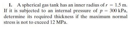 Solved A spherical gas tank has an inner radius of r = 1.5 | Chegg.com