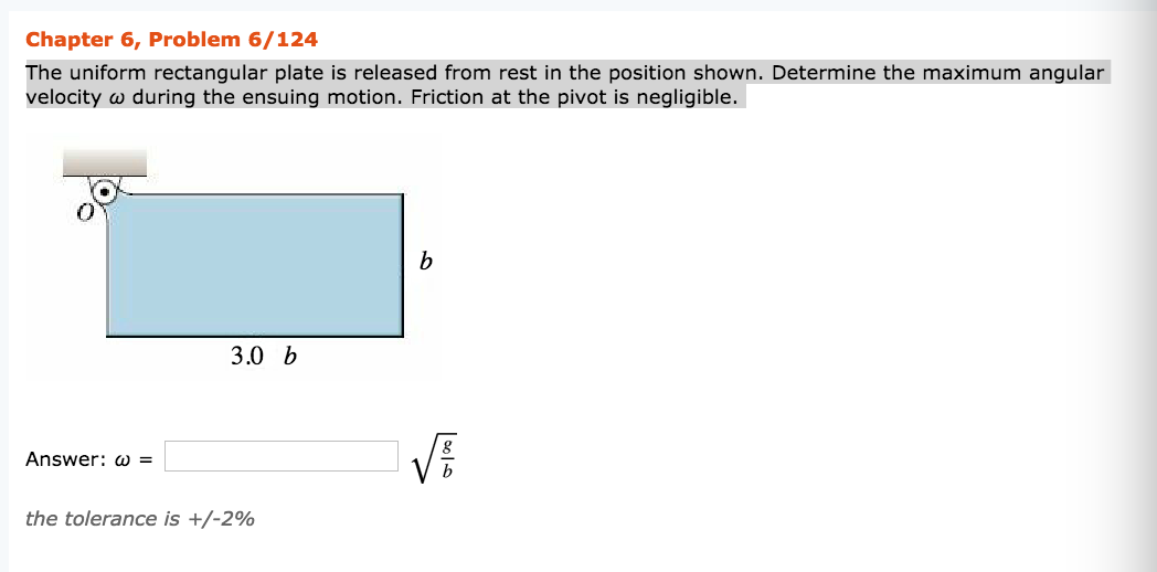 Solved The uniform rectangular plate is released from rest | Chegg.com
