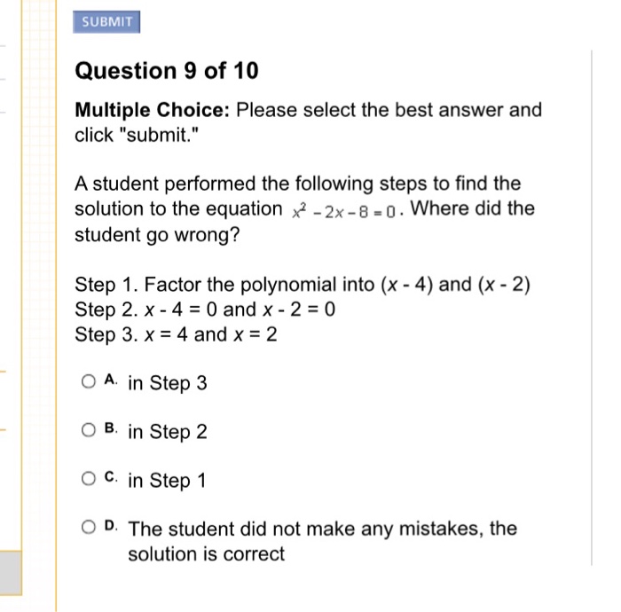 Solved Please select the best answer and click "submit." A | Chegg.com