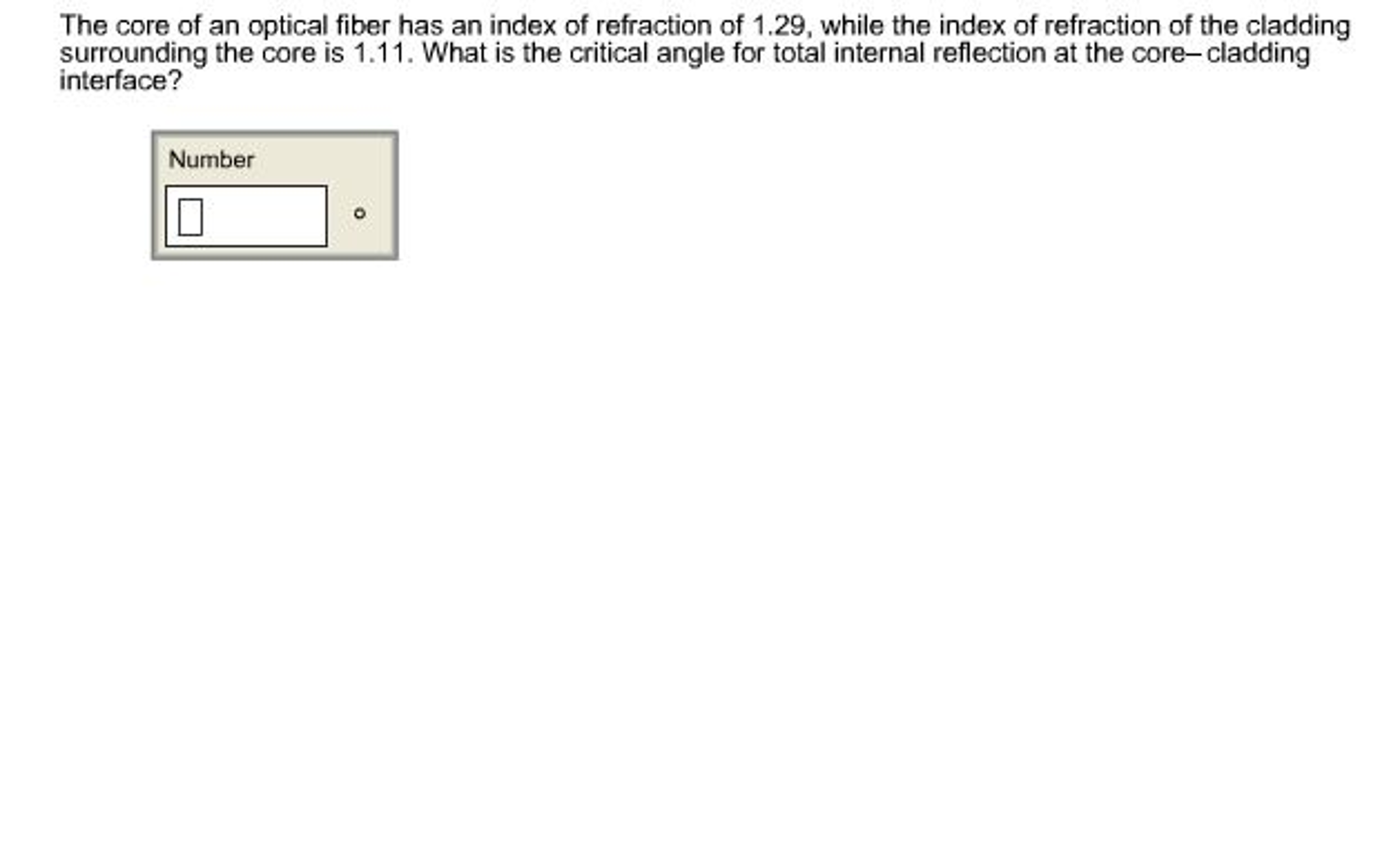 Solved The core of an optical fiber has an index of | Chegg.com