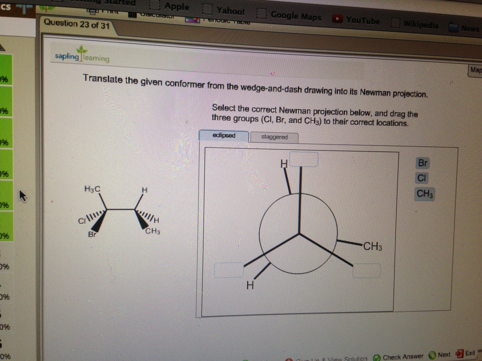 Solved Translate the given conformer from the wedge-and-dash | Chegg.com
