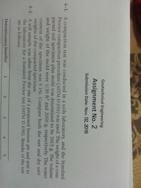Solved Geotechnical Engineering Assignment No. 2 Submission | Chegg.com