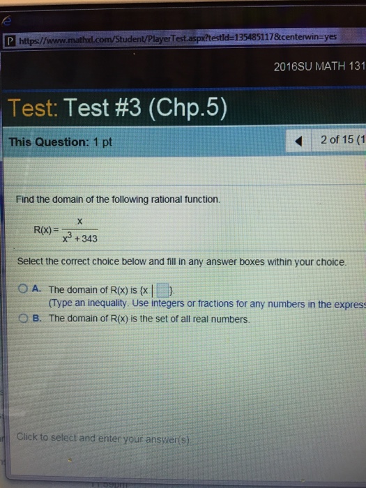 Solved Find the domain of the following rational function | Chegg.com