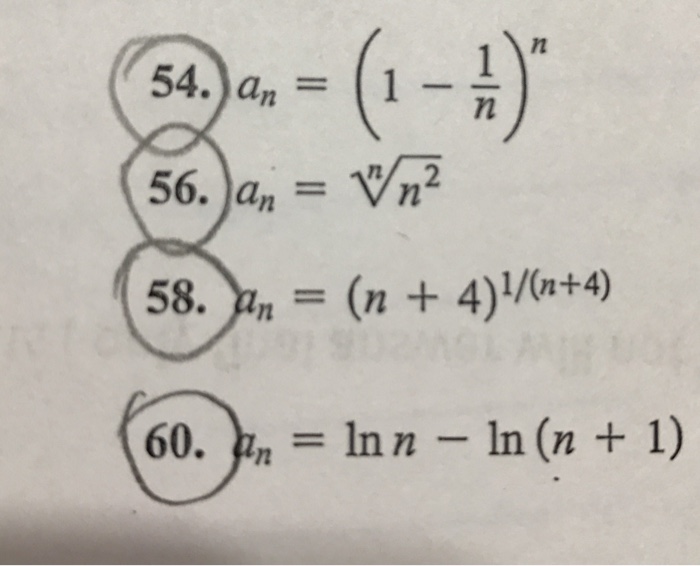 Solved Find limit of the sequences a_n = (1 - 1/n)^n a_n | Chegg.com