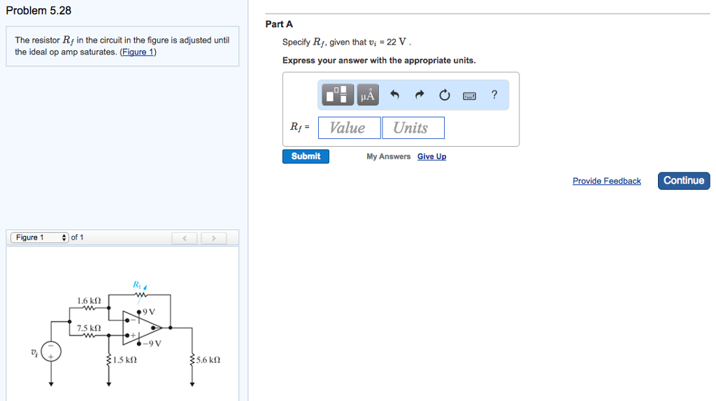 Solved Problem 5.28 The resistor Rf in the circuit in the | Chegg.com