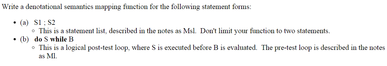 Write A Denotational Semantics Mapping Function For