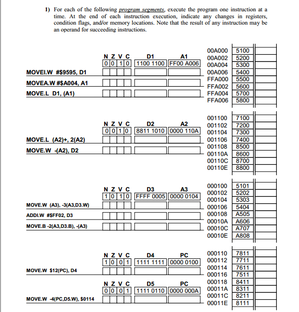 For Each Of The Following Program Segments Execute
