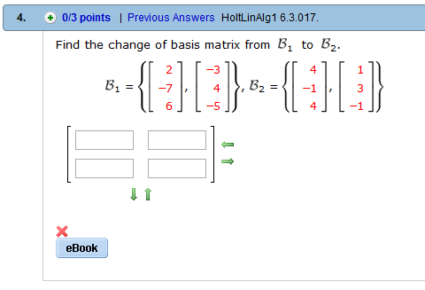 Solved Find the change of basis matrix from B_1 to B_2 b_1 | Chegg.com