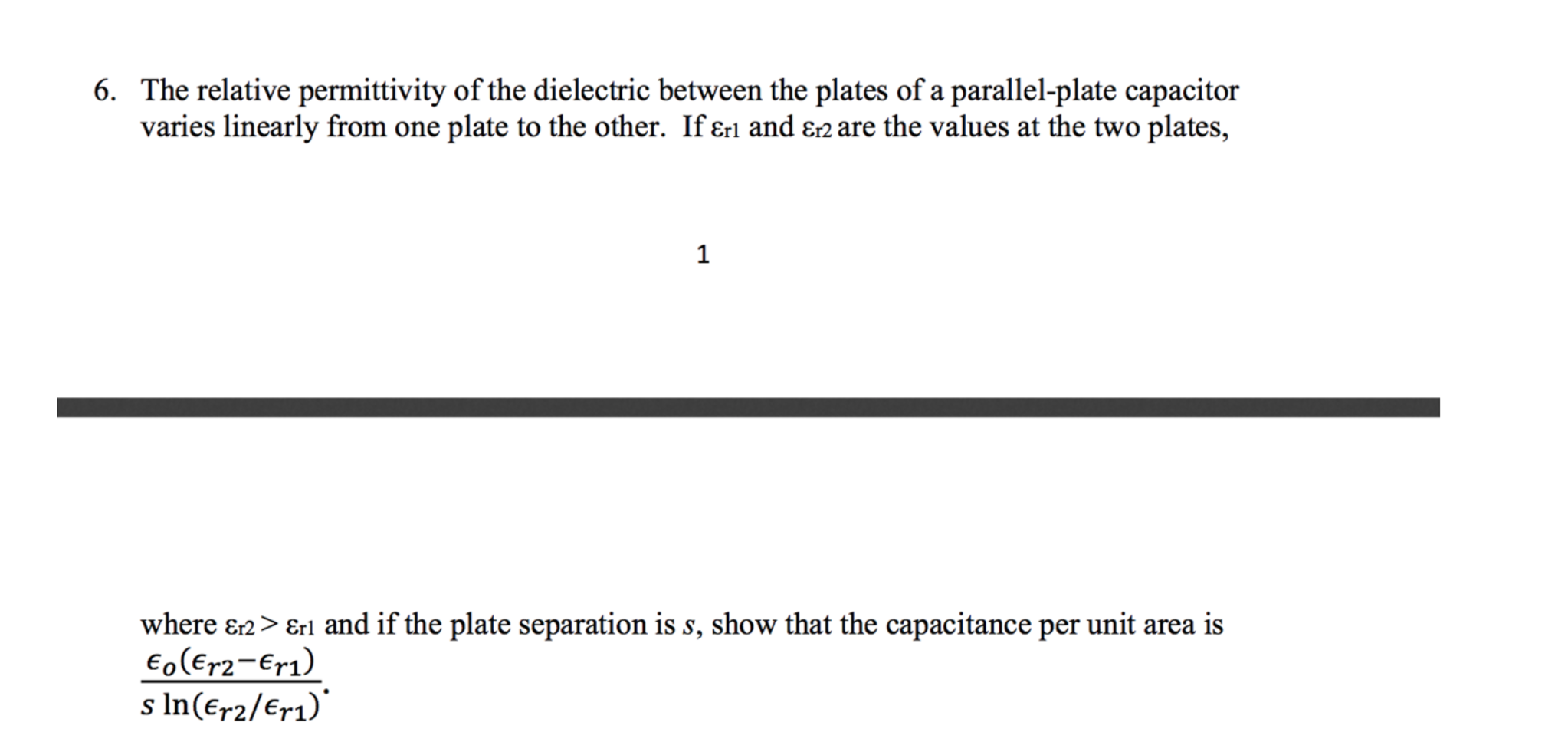 Solved The relative permittivity of the dielectric between | Chegg.com