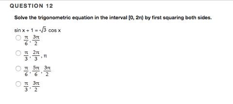 Solved Solve the trigonometric equation in the interval [0, | Chegg.com