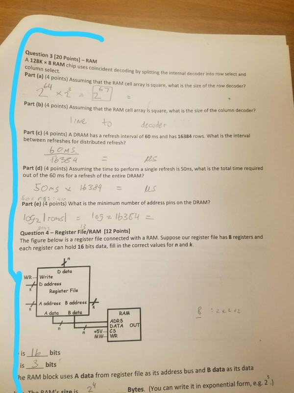 Solved Question 3 [20 Points]-RAM column select Part ( p | Chegg.com