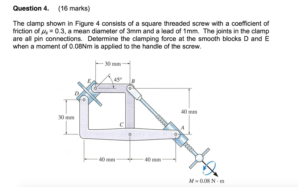 Solved The clamp shown in Figure 4 consists of a square | Chegg.com