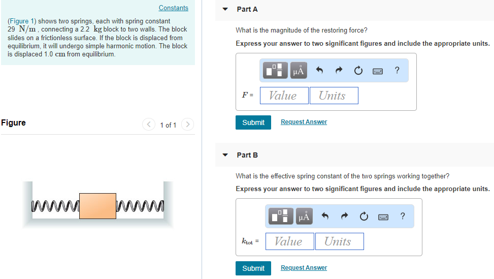 Solved Constants Part A Figure 1 Shows Two Springs Each