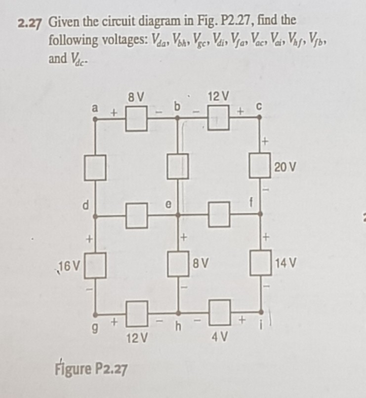 Solved Given the circuit diagram in Fig. P2.27, find the | Chegg.com