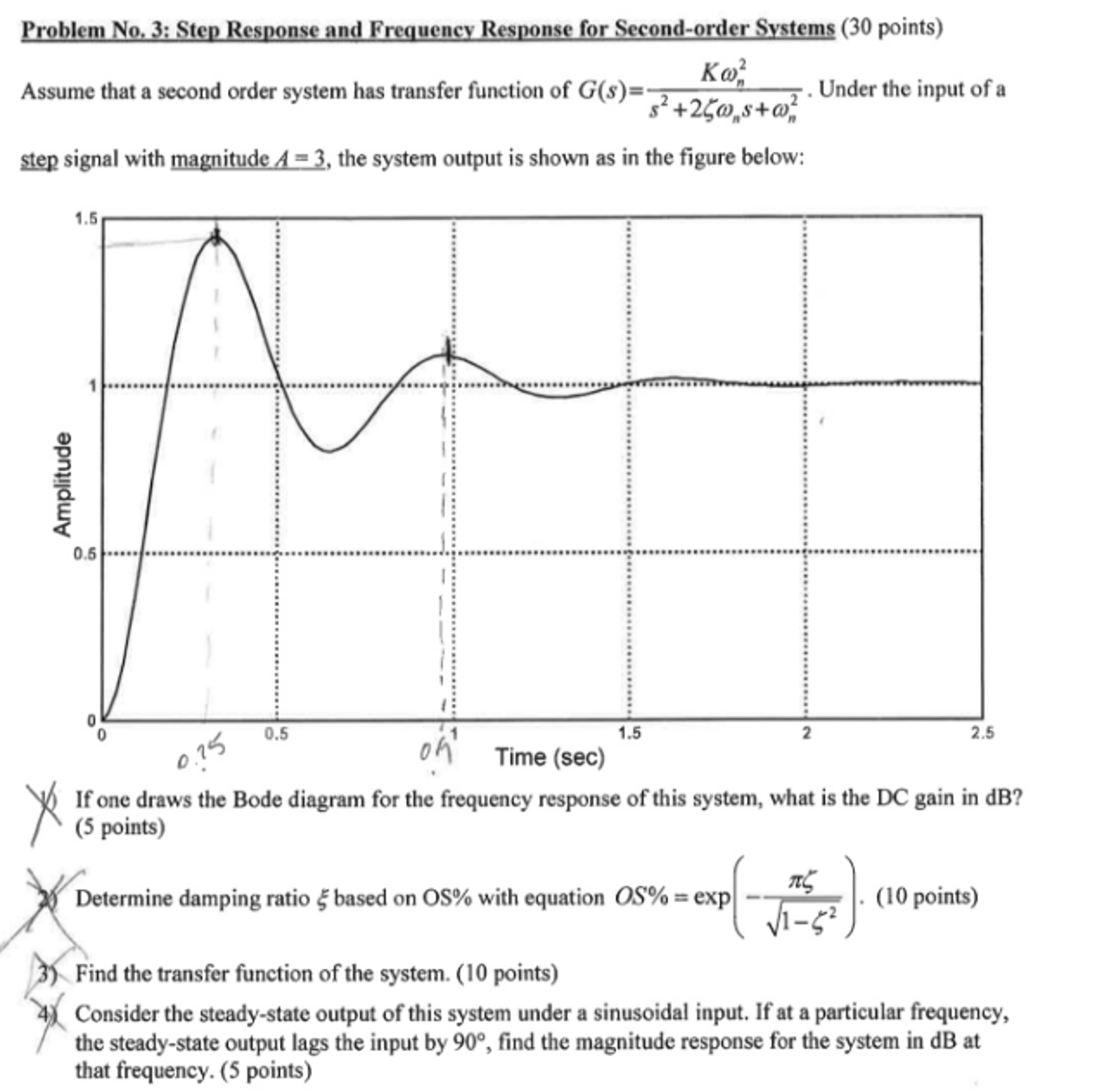 Assume that a second order system has transfer | Chegg.com