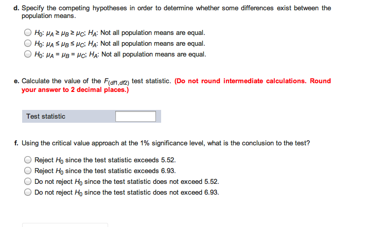 Solved A random sample of five observations from three | Chegg.com