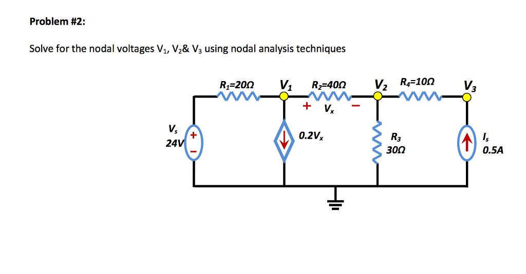 Solved Solve for the nodal voltages V_1, V_2& V_3 using | Chegg.com