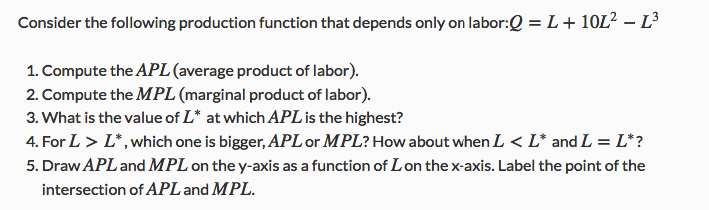 Solved Consider the following production function that | Chegg.com