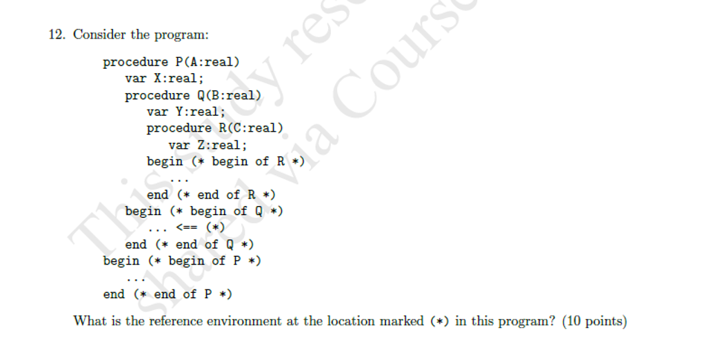 Solved Given this procedure, what is the reference at the | Chegg.com