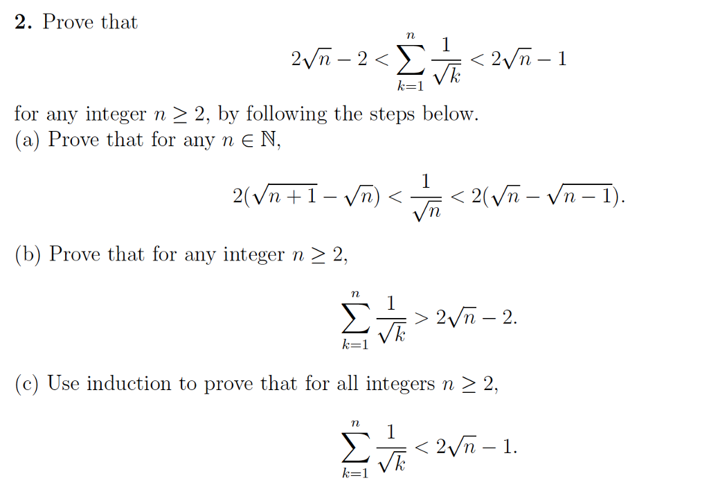 Solved Prove that 2 Squareroot n - 2