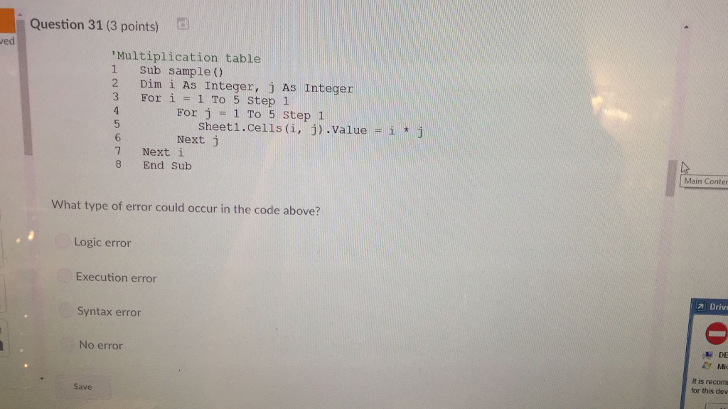 Solved Multiplication table Sub sample () Dim i As | Chegg.com
