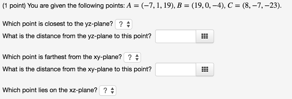 Solved (1 point) You are given the following points. A = | Chegg.com