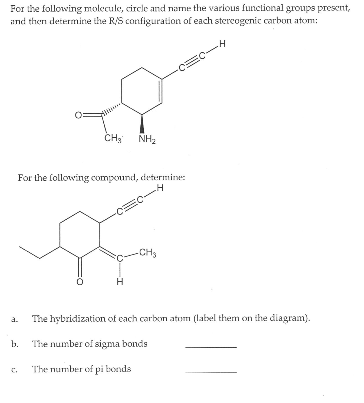 Solved For the following molecule, circle and name the | Chegg.com