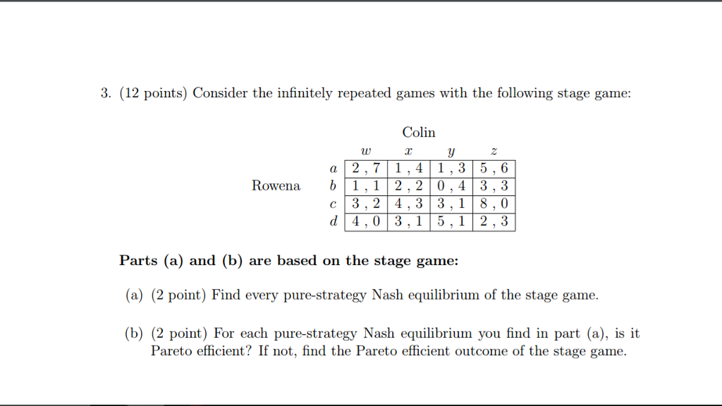 Solved Consider the infinitely repeated games with the | Chegg.com