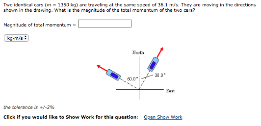 Solved Two identical cars (m 1350 kg) are traveling at the | Chegg.com