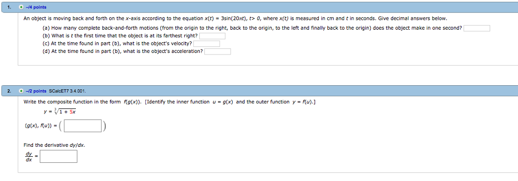 Solved An object is moving back and forth on the x-axis | Chegg.com