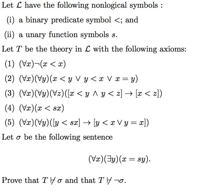 Let L have the following nonlogical symbols: (1) a | Chegg.com