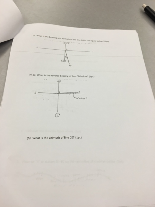 Solved What is the bearing and azimuth of the line All in | Chegg.com