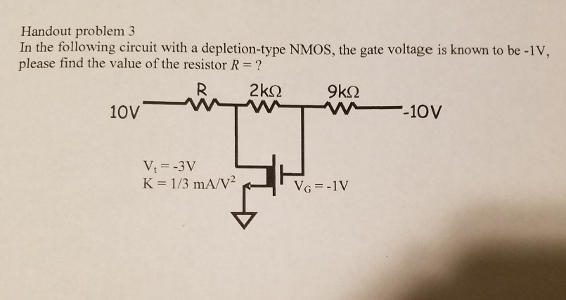Solved Handout problem 1: In the following PMOS circuit, | Chegg.com