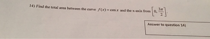 Solved Find the total area between the curve f(x) = cos x | Chegg.com