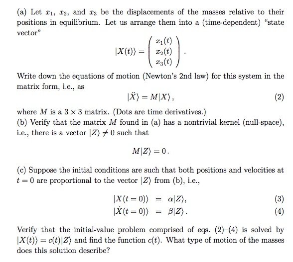 Solved 3. Consider three equal masses (mass m each) that can | Chegg.com