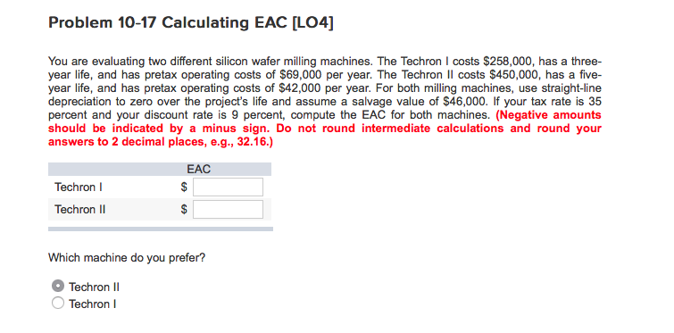 Solved Calculating EAC [L04] You are evaluating two | Chegg.com