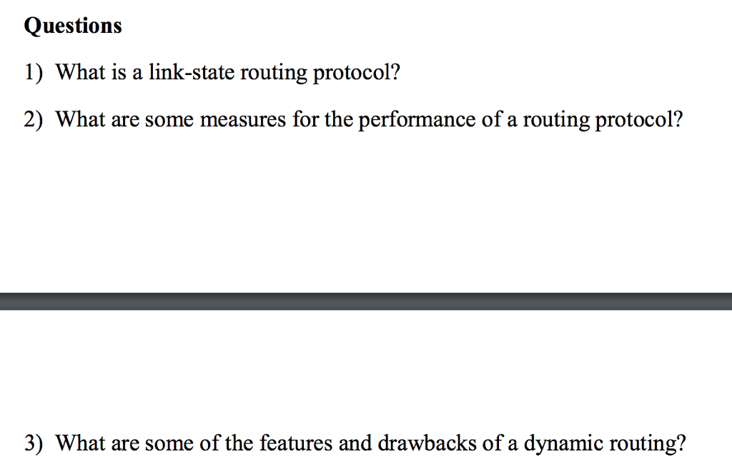 Solved Questions 1) What is a link-state routing protocol? | Chegg.com