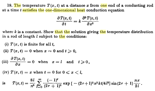 Solved 18. The temperature T(x, t) at a distance x from one | Chegg.com