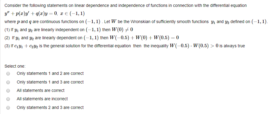 Solved Consider the following statements on linear | Chegg.com