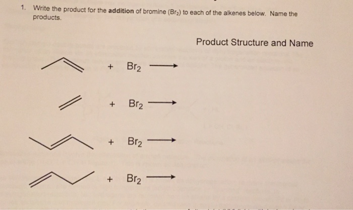 Solved Write the product for the addition of bromine (Br_2) | Chegg.com