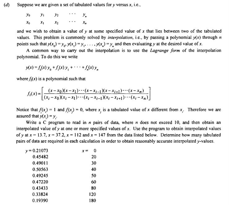 Solved Suppose we are given a set of tabulated values for y | Chegg.com