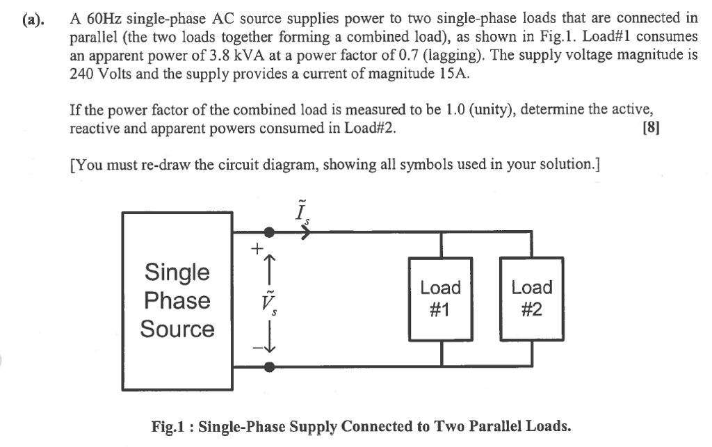 Solved A 60Hz single-phase AC source supplies power to two | Chegg.com
