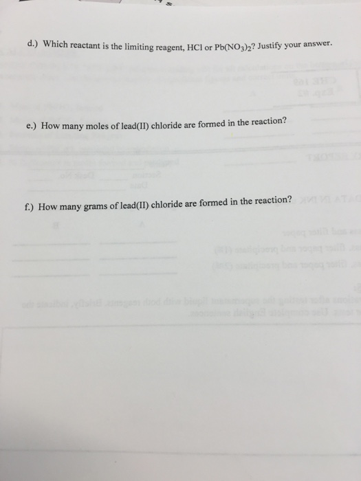 Solved CHE 169 LC Exp. #2 LIMITING REAGENT Name Section Desk | Chegg.com