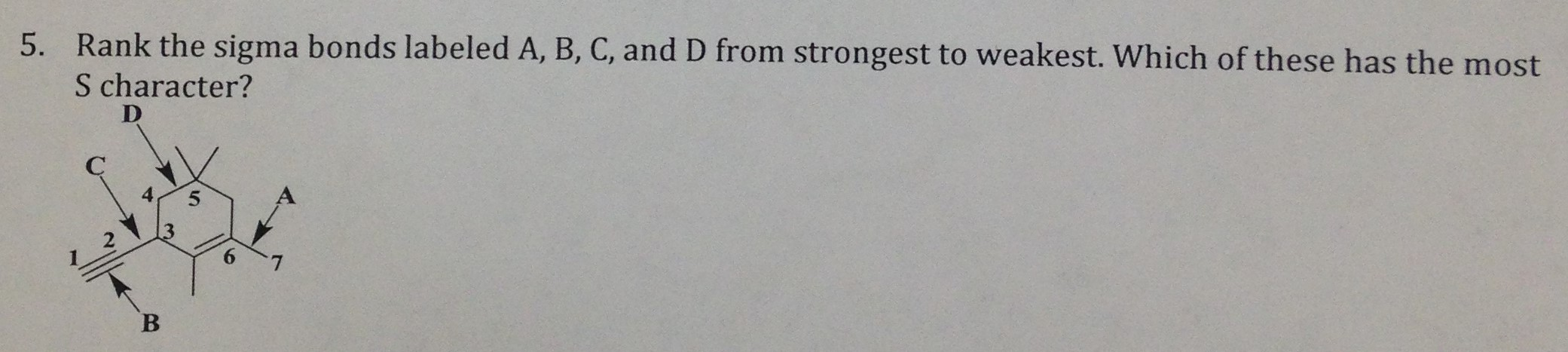 Solved Rank the sigma bonds labeled A, B, C, and D from | Chegg.com