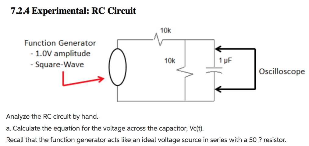 Solved 7.2.4 Experimental: RC Circuit 10k Function Generator | Chegg.com