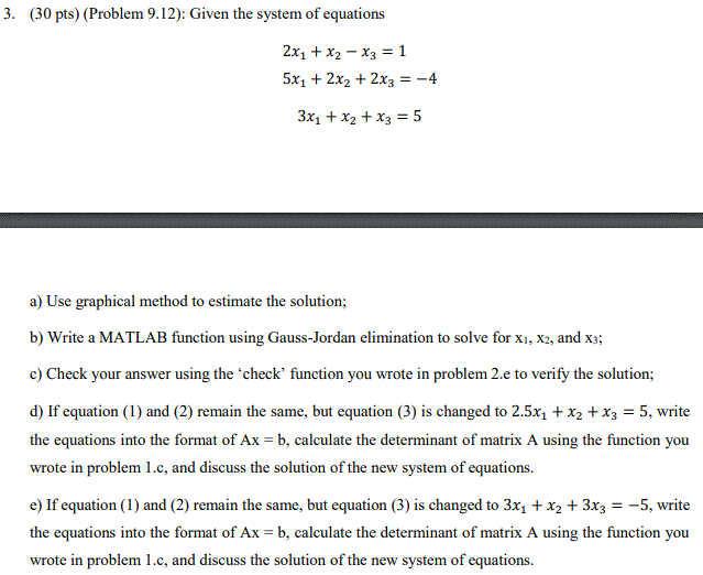 Solved 3. 30 pts) (Problem 9.12): Given the system of | Chegg.com