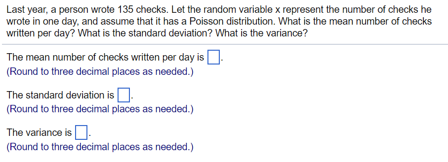 Solved Last year, a person wrote 135 checks. Let the random | Chegg.com