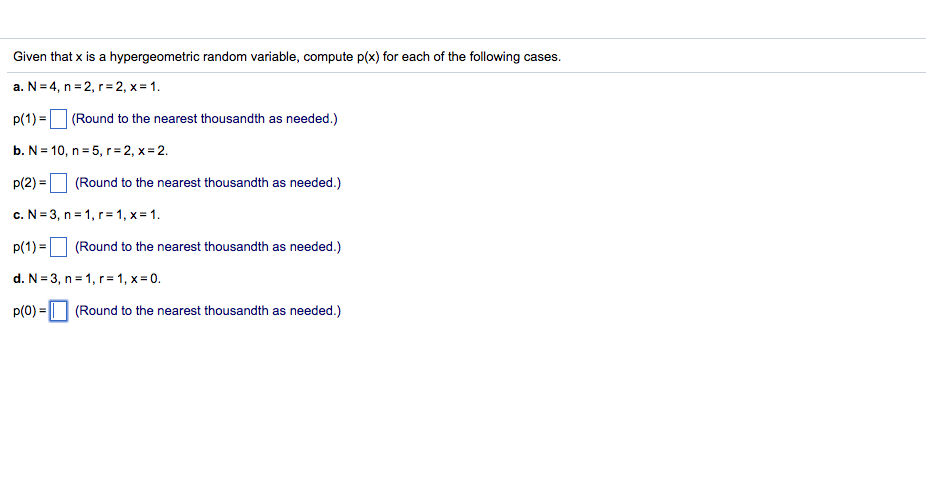 Solved Given that x is a hypergeometric random variable with | Chegg.com