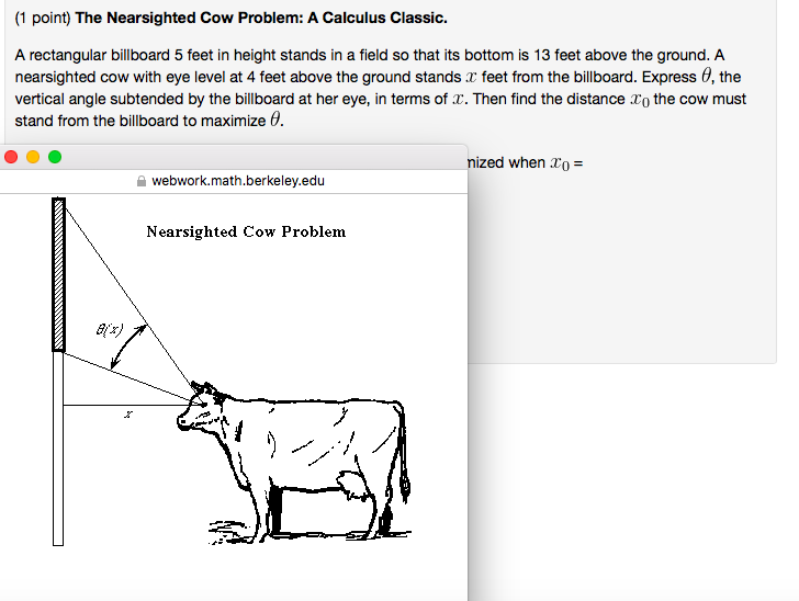 Solved The Nearsighted Cow Problem: A Calculus Classic. A | Chegg.com