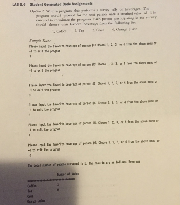 Solved Write a program that performs a survey tally on | Chegg.com